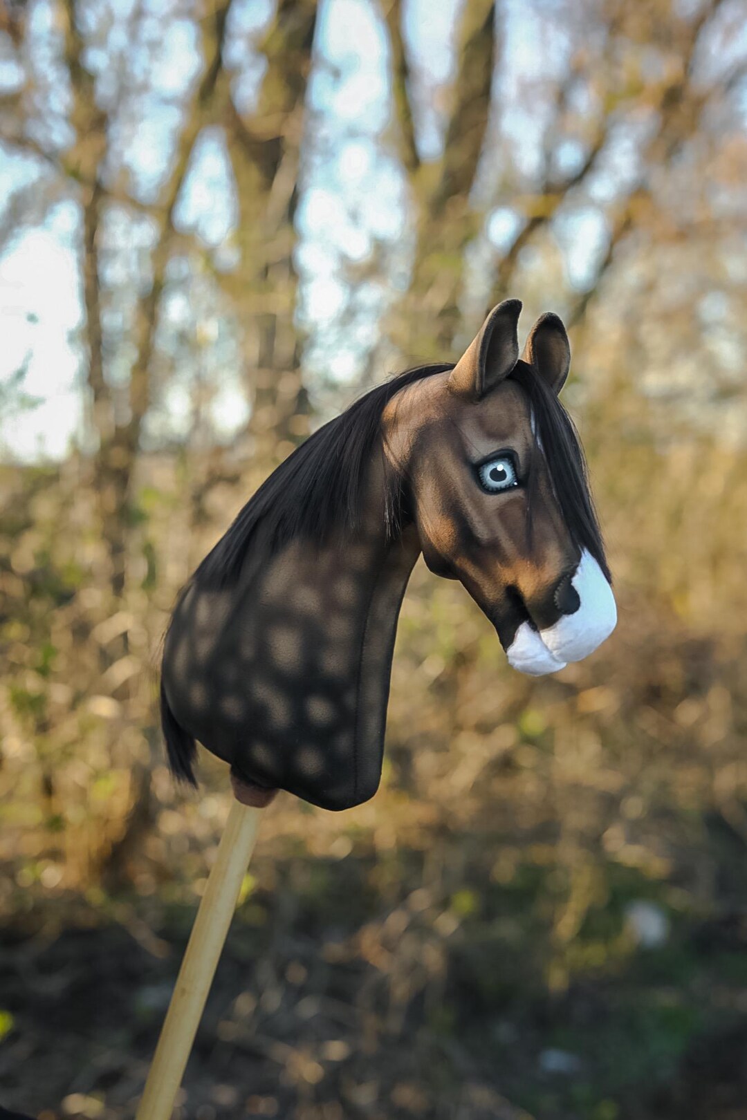 Brownie – Handmade Hobby Horse With Bridle – Realistic Mane – Custom ...