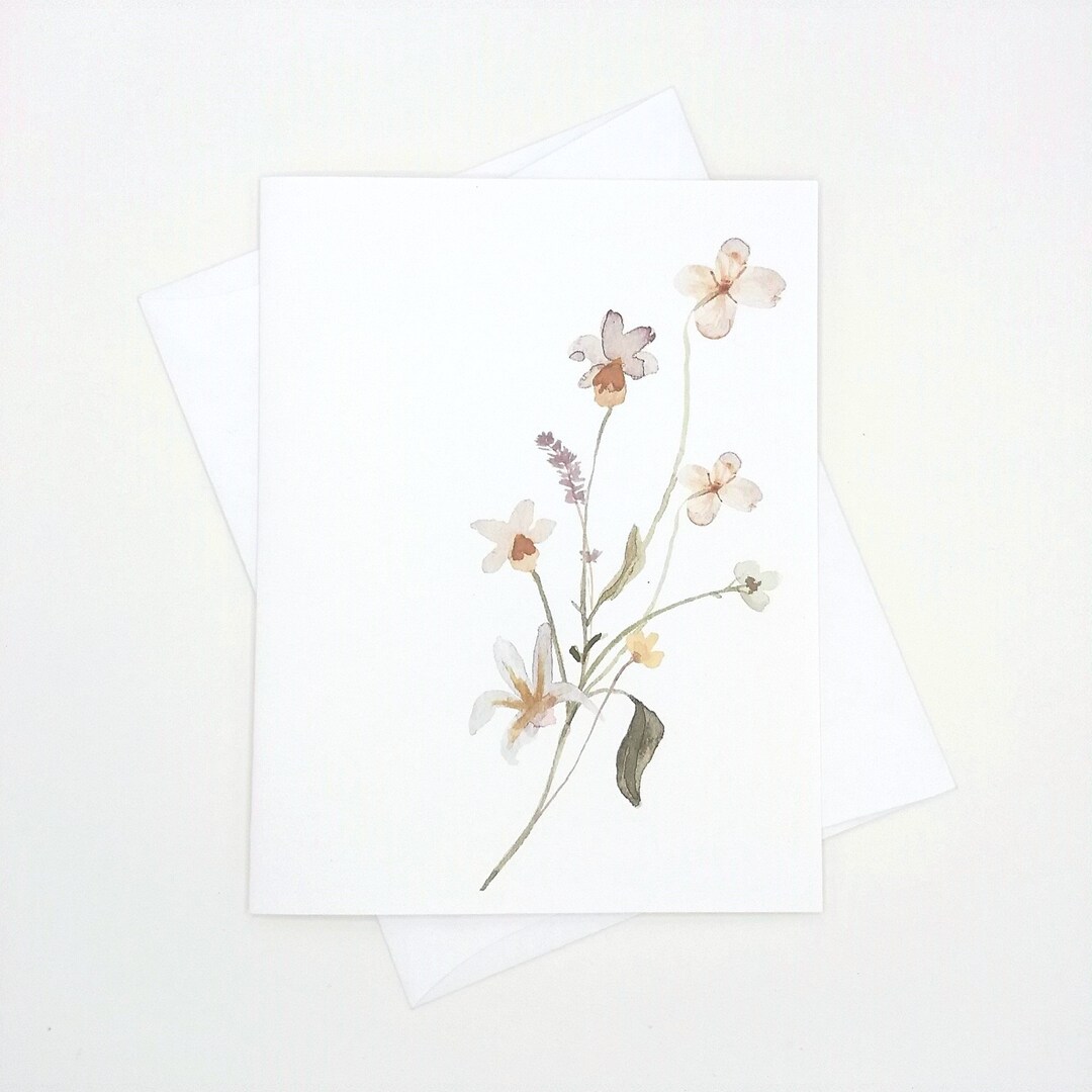 Wildflower Note Cards Set 8 Blank Folded Cards Watercolor - Etsy