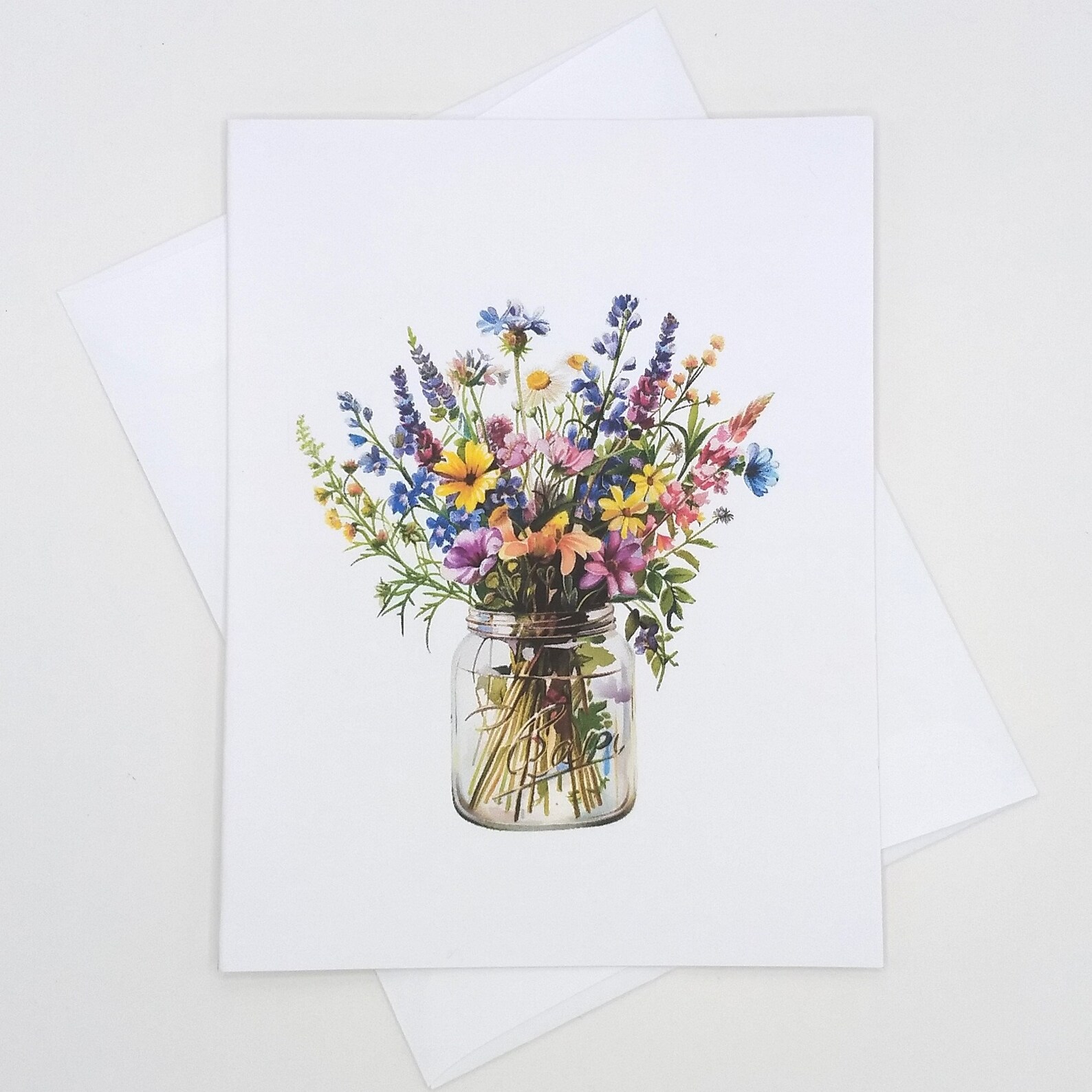 Wildflowers Note Cards Set, Blank Folded Cards, Rustic Bouquet, Meadow ...