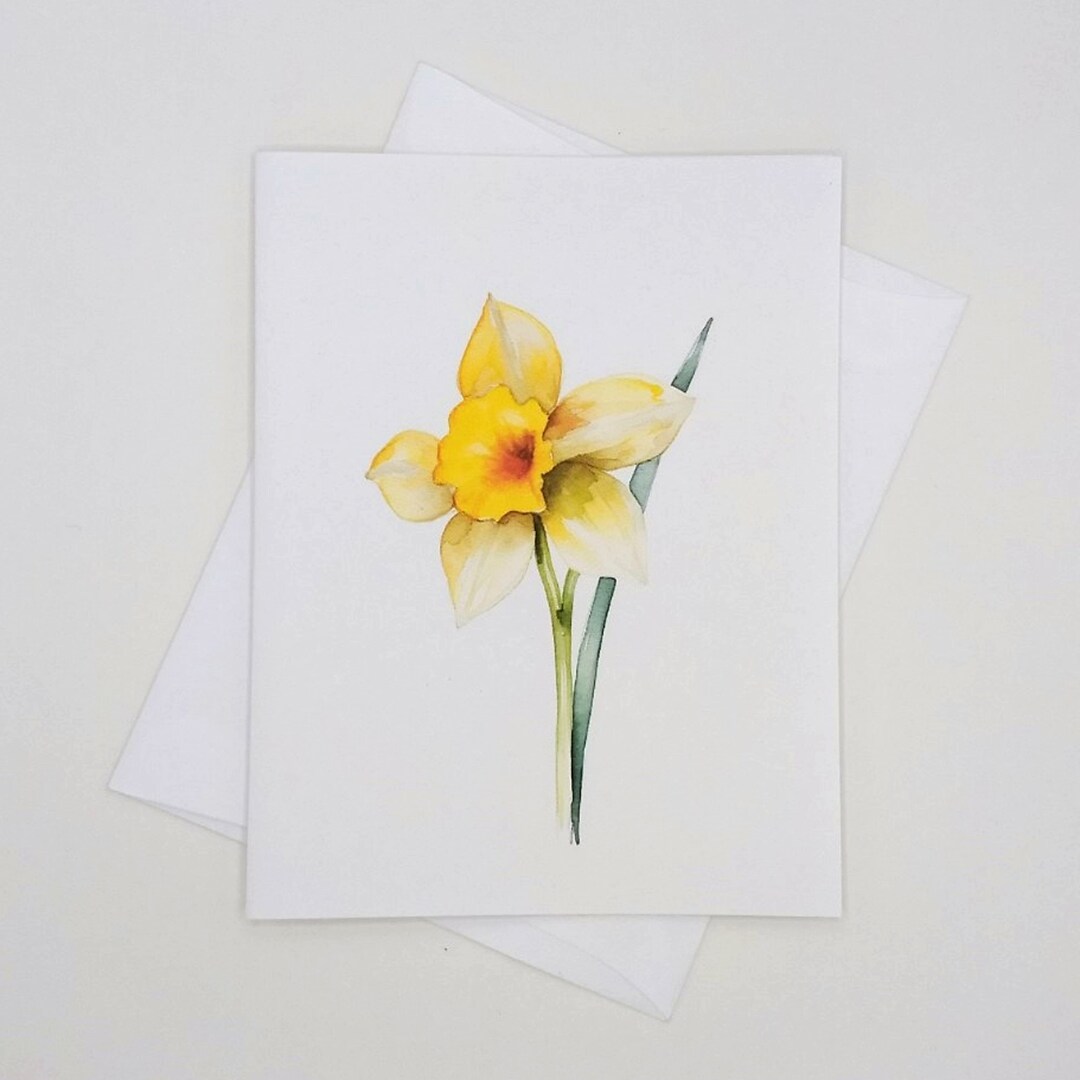 Daffodil Card Set, 8 Blank Note Cards, Watercolor Flower, Daffodils ...