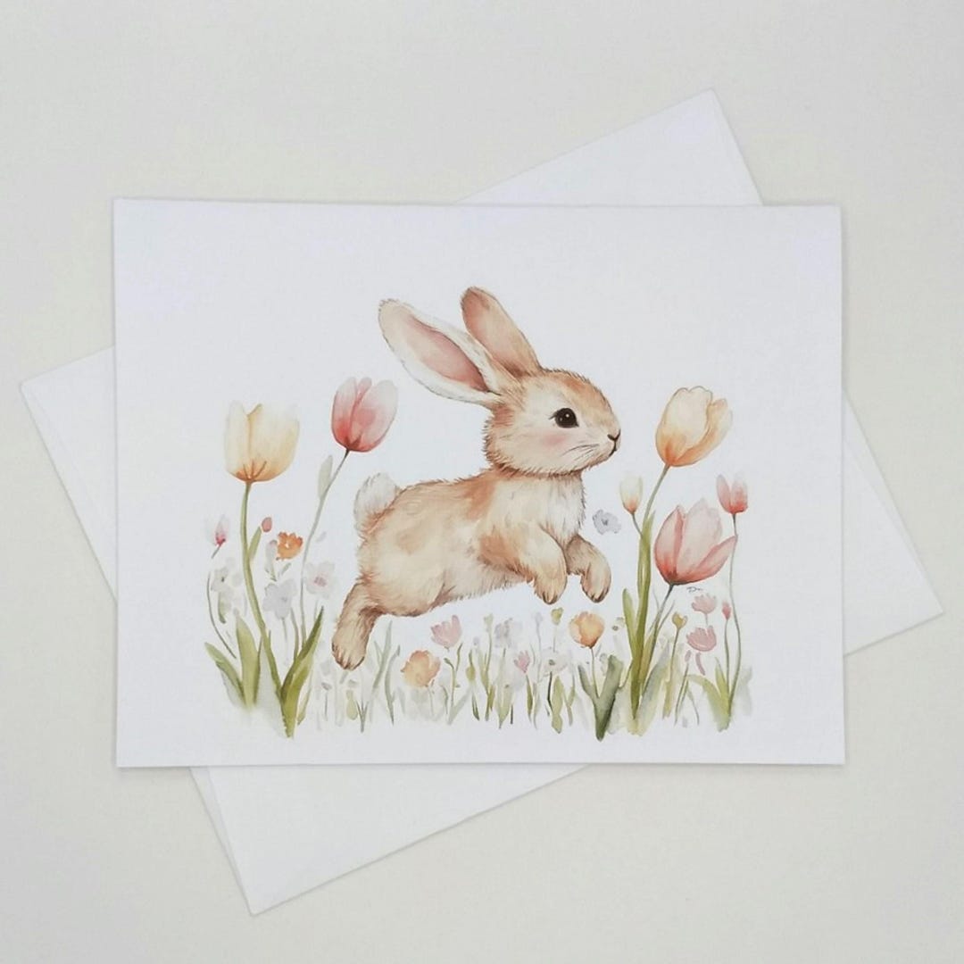 Cute Bunny Note Cards, Set of 8 Blank Cards Set With Envelopes, Easter ...
