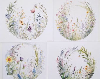 Wildflower Card, Set of 8 Blank Folded Note Cards, Botanical ...