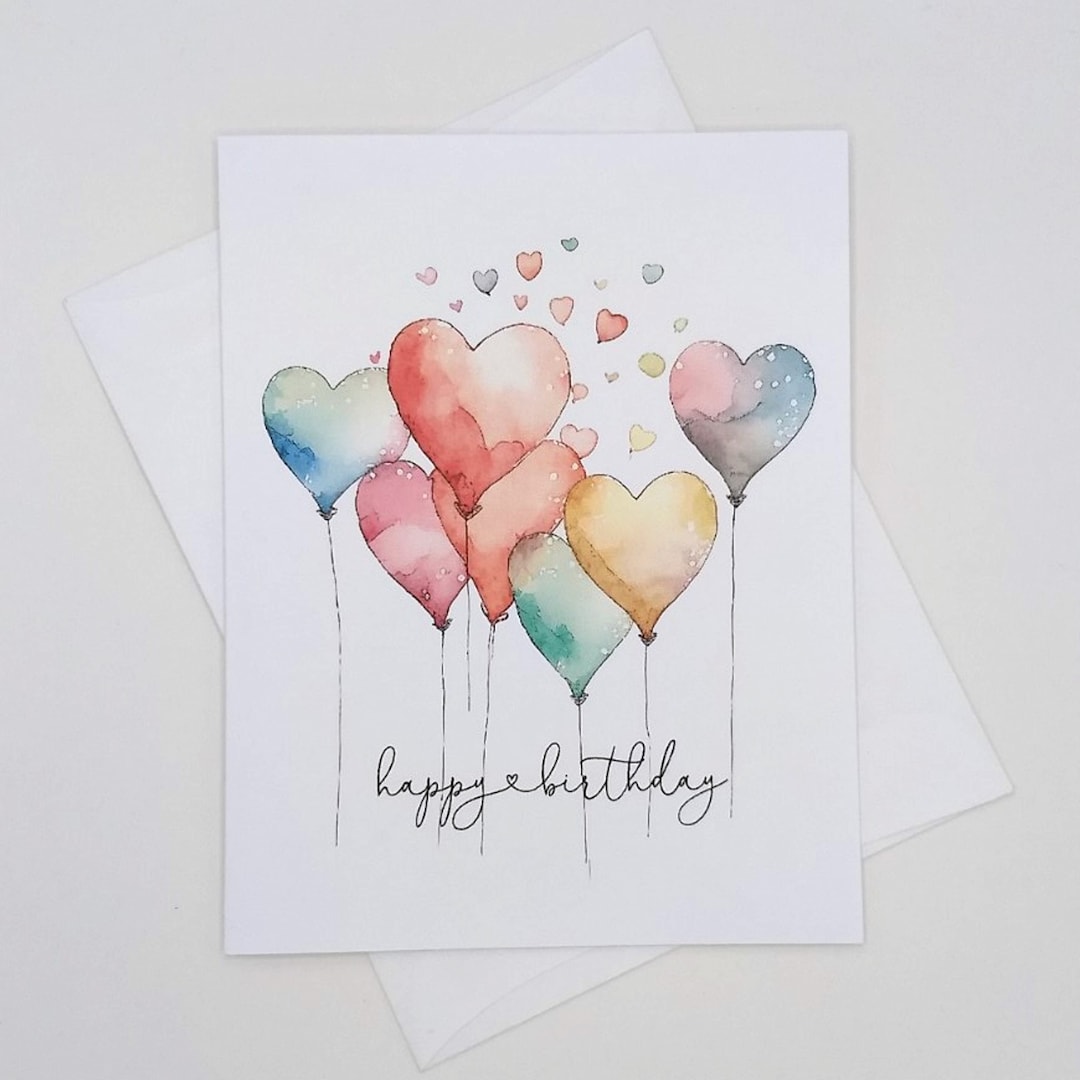 Happy Birthday Card Set, Blank Inside Note Cards, Birthday Greetings - Etsy