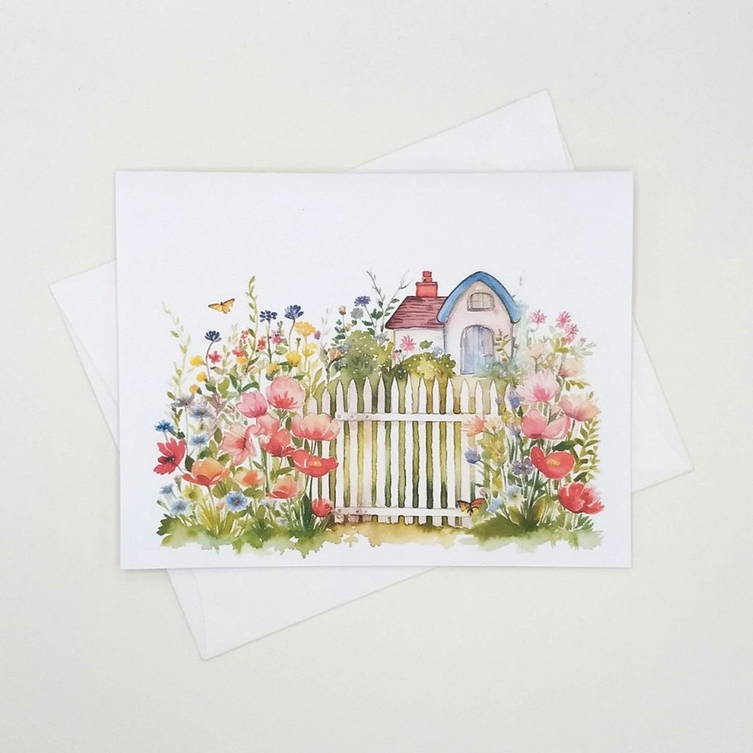English Cottage Garden Note Card Set, 8 Matching Floral Cards, All ...