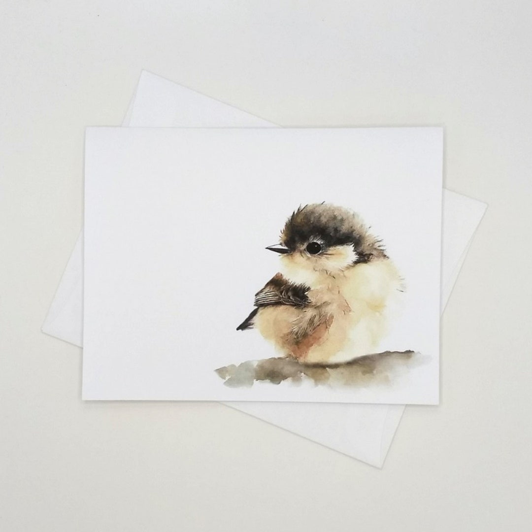 Chickadee Bird Note Cards Set, 8 Blank Folded Cards, Watercolor Bird, Notecards, A2 Size Card - Etsy