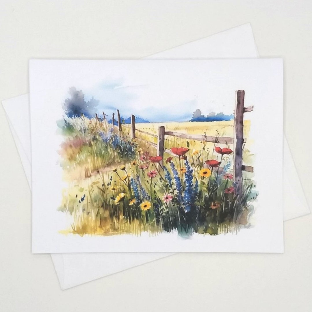 Country Landscape Card Set, 8 Blank Inside Note Cards With Envelopes ...