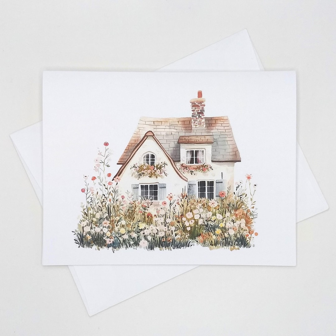 English Country Cottage Card Set, 8 Blank Inside Matching Note Cards ...