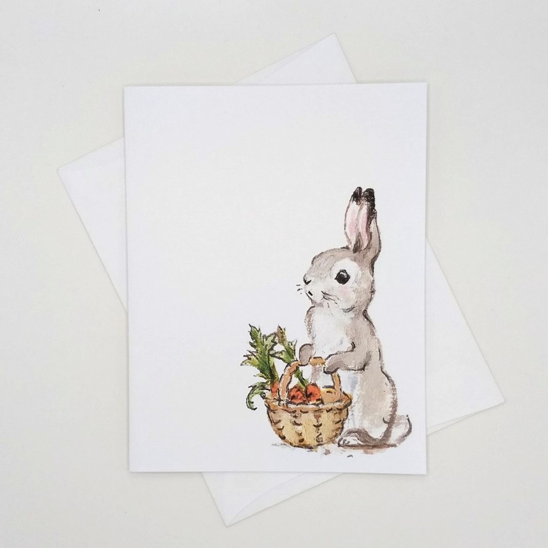 Rabbit Note Cards Set, Blank Cards, Watercolor Bunny, Easter, Birthday ...
