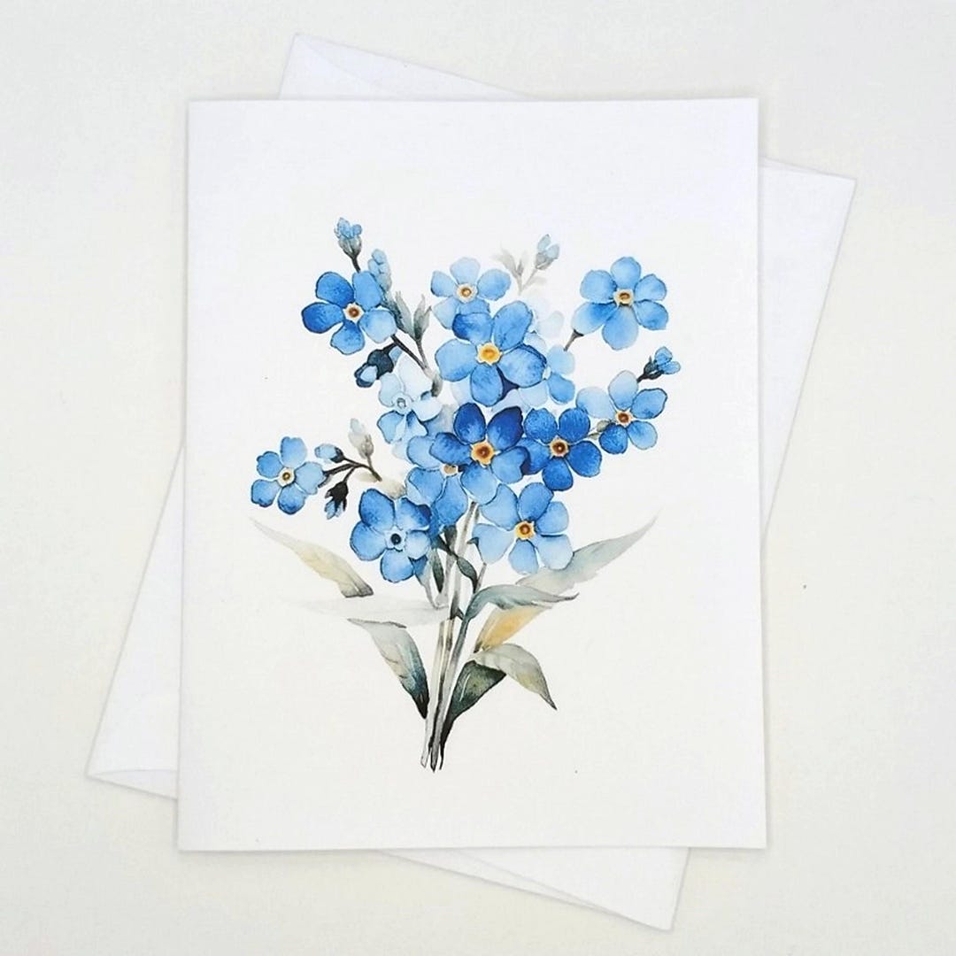 Forget-me-not Flower Cards, Set of 8 Matching Floral Note Cards, All ...