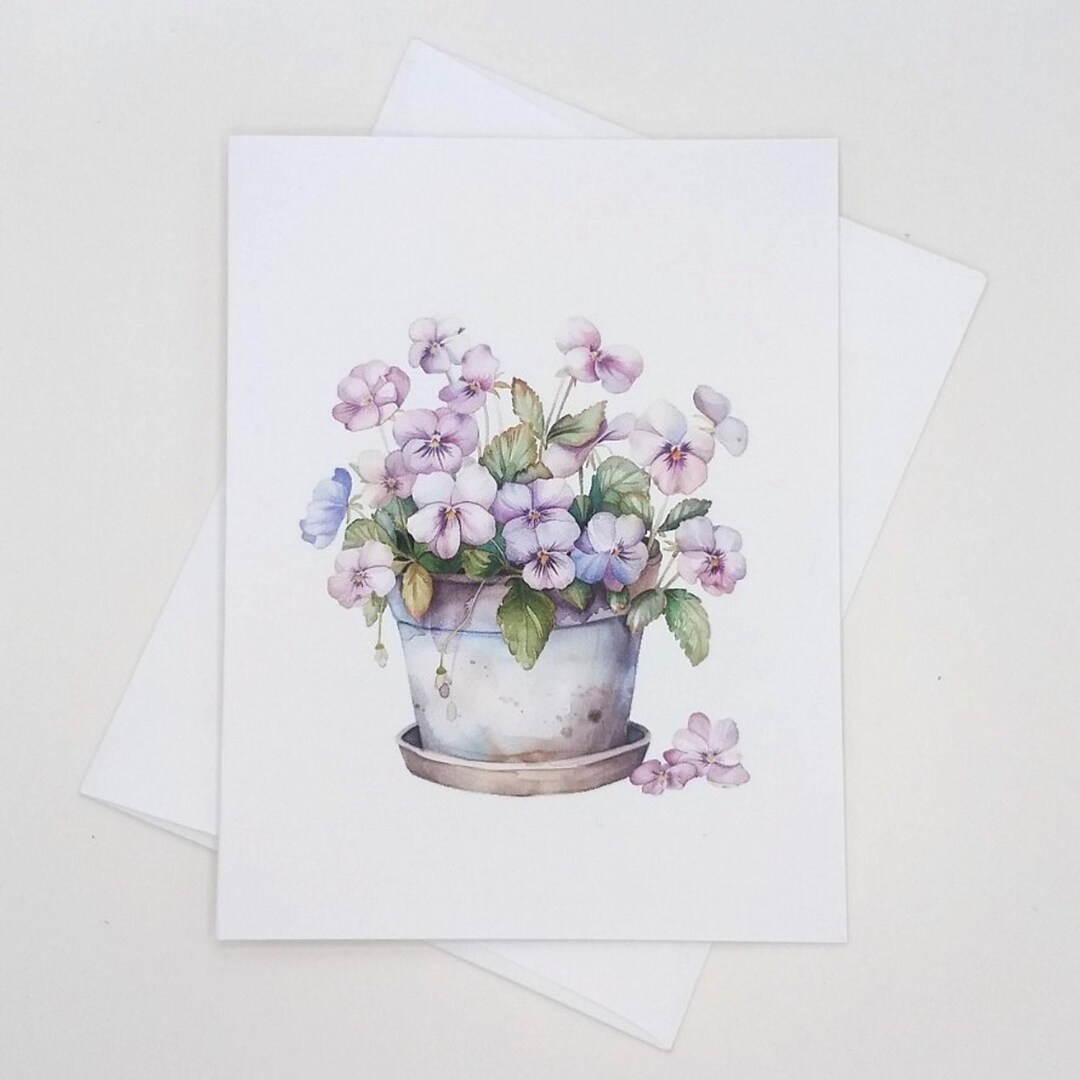 Violets Note Cards Set, 8 Blank Inside A2 Size Cards With Envelopes ...