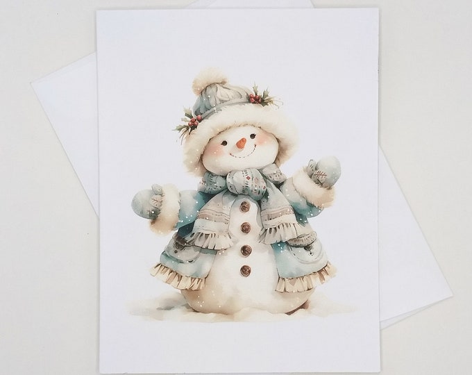 Sweet Snowman Christmas Cards, Set of 8 Matching Note Cards, Winter ...