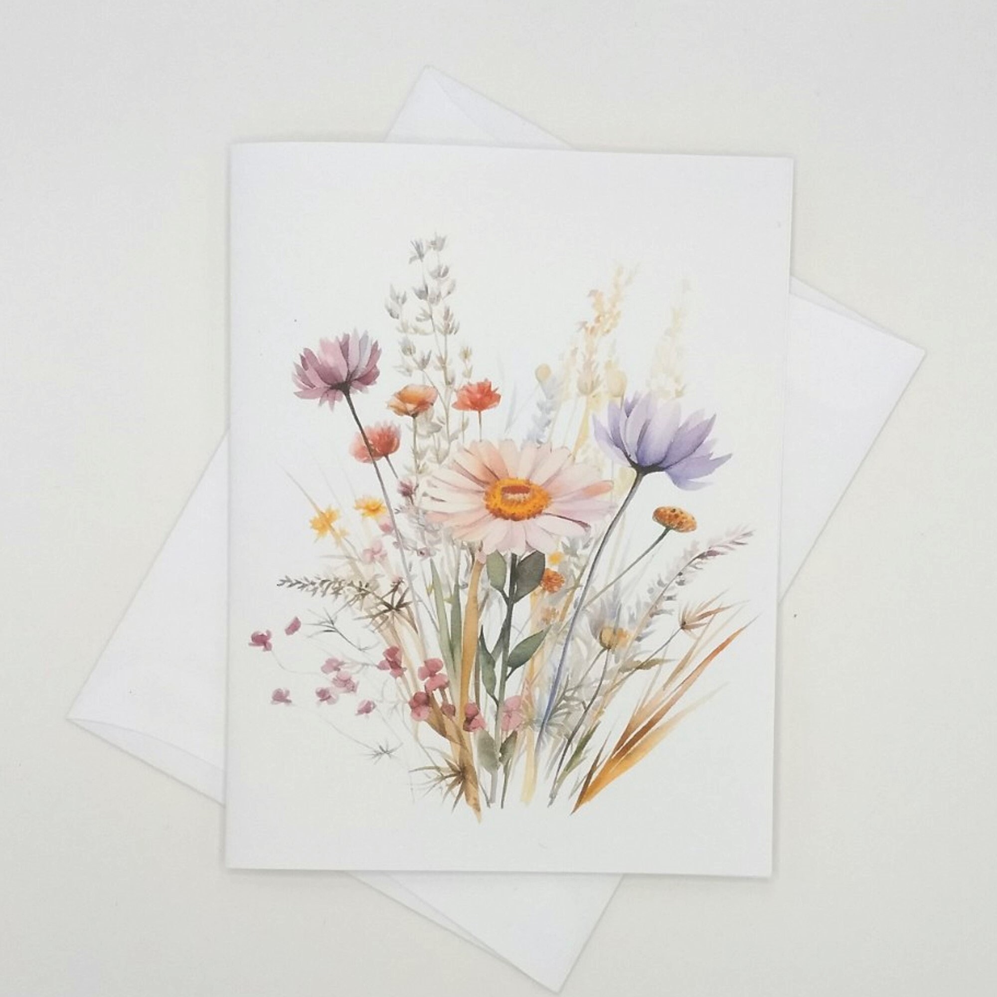Wildflower Cards, Set of 8 Blank Folded Note Cards, Watercolor Flowers ...