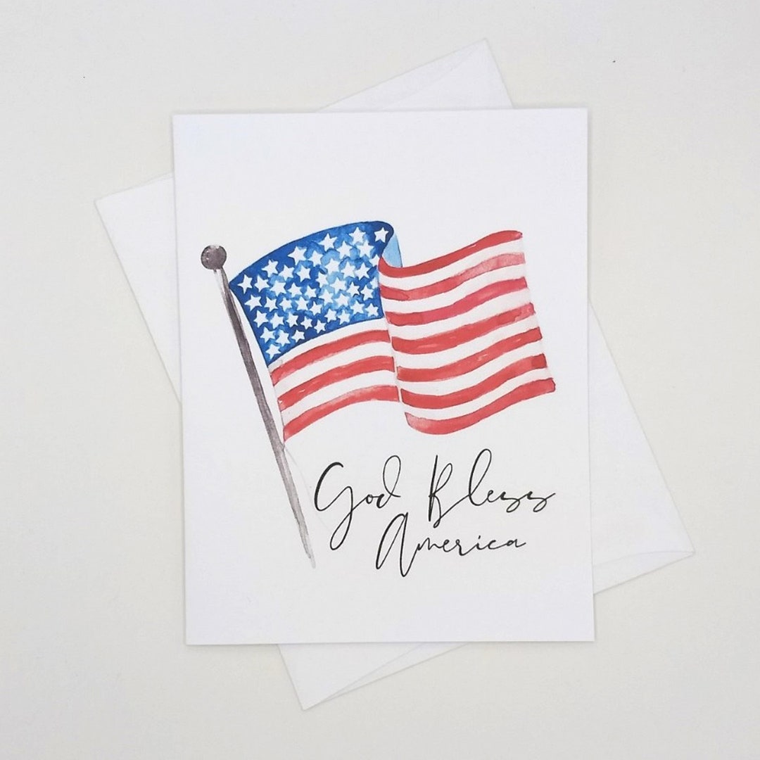 American Flag Note Card Set, 8 Matching Cards, Patriotic Stationery ...