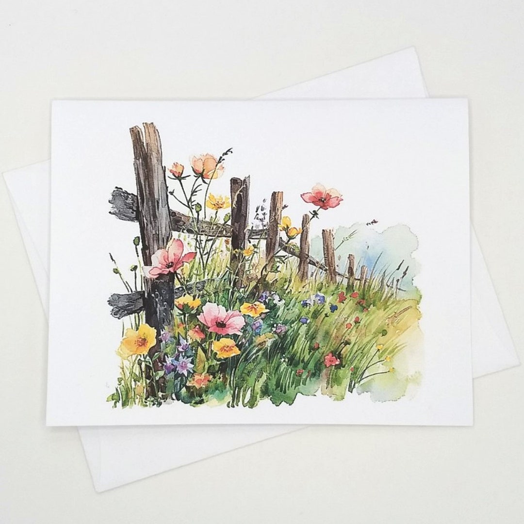 Wildflower Meadow Card Set, 8 Blank Matching Note Cards With Envelopes ...