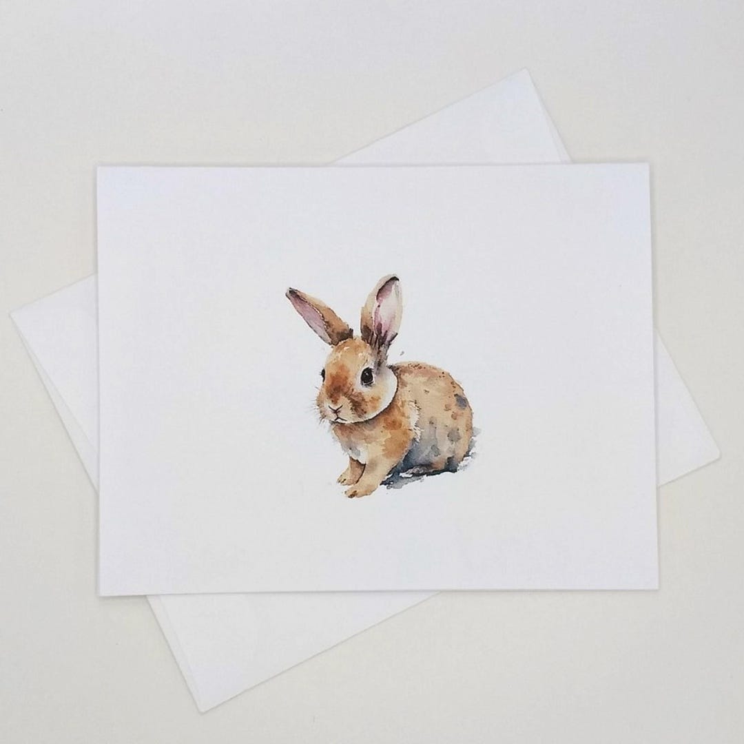 Rabbit Note Cards Set, 8 Blank Inside Folded Cards With Envelopes ...