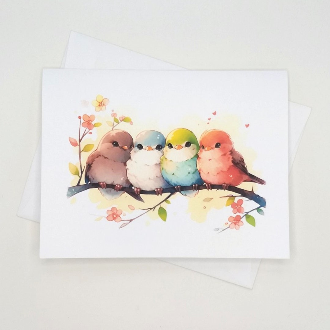 Birds Card Set, 8 Blank Folded Note Cards, Bird Cards, Watercolor Bird, Notecards - Etsy