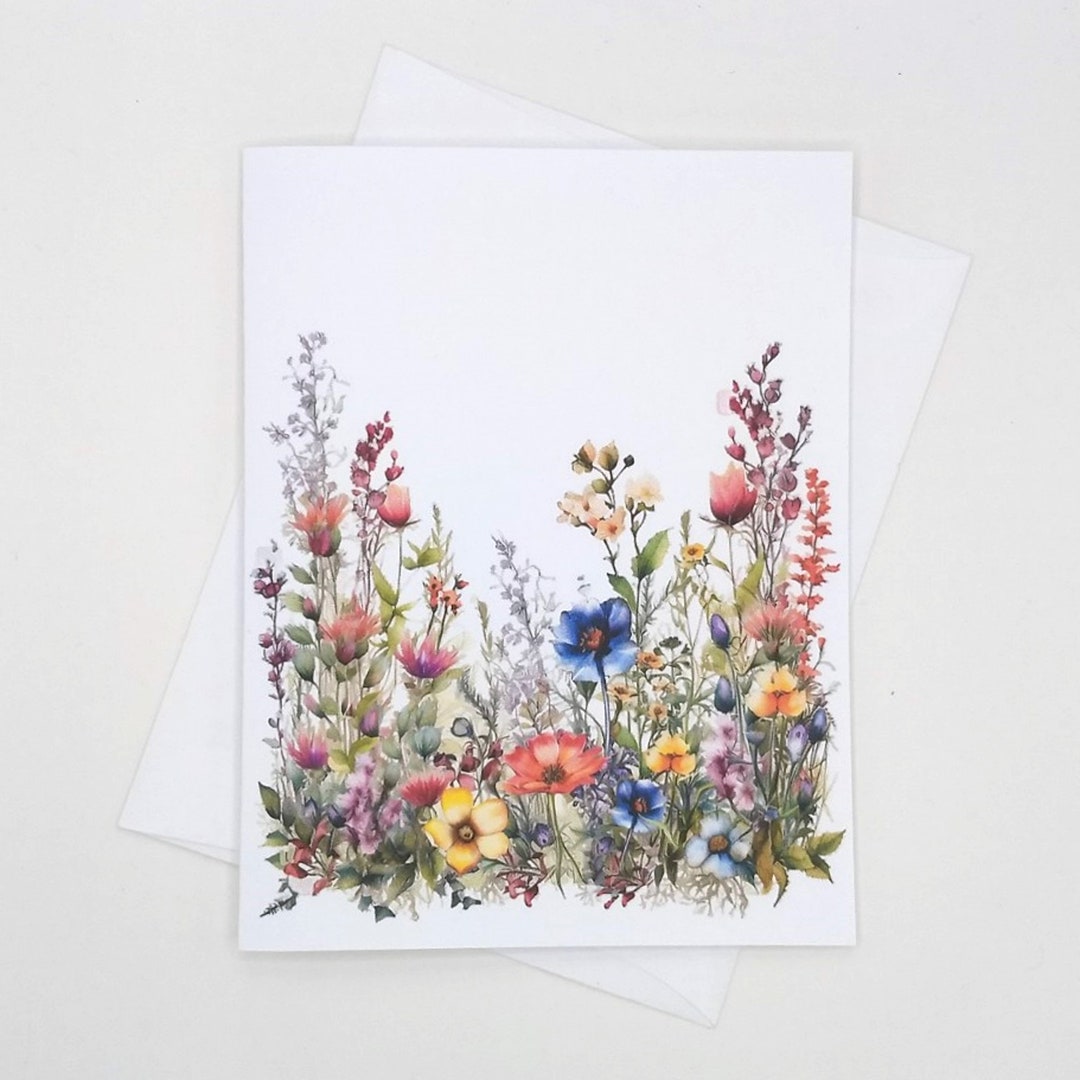 Wildflower Note Card Set, 8 Matching Watercolor Style Cards, All ...