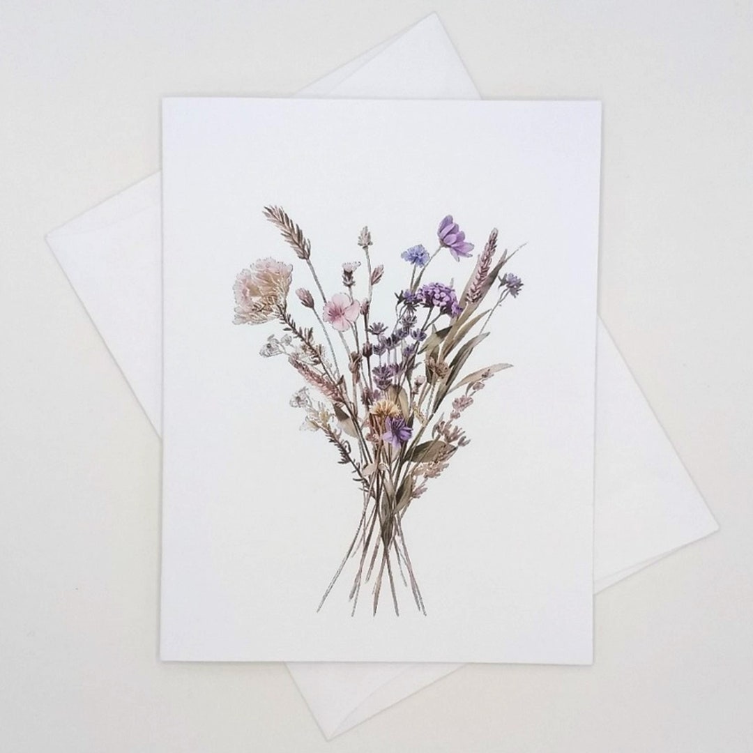 Wildflower Note Cards, 8 Blank Inside Matching Note Card Set ...