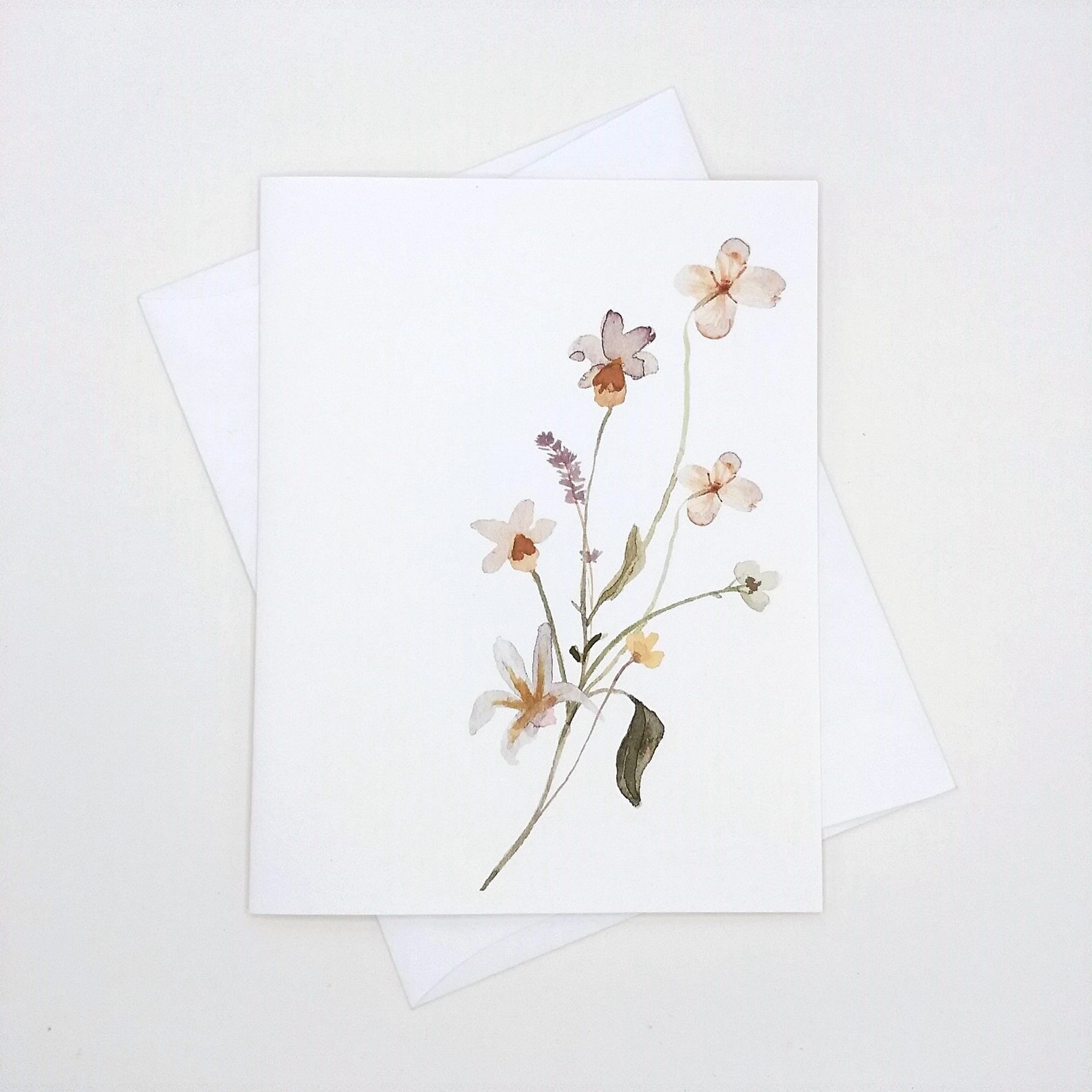 Wildflower Note Cards Set, 8 Blank Folded Cards, Watercolor Flower ...