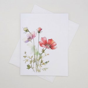 Wildflower Card, Set of 8 Blank Folded Note Cards, Botanical ...