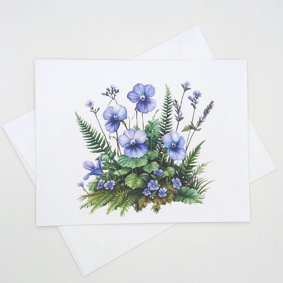 Violets Card Set, 8 Matching Note Cards With Envelopes, Violet ...