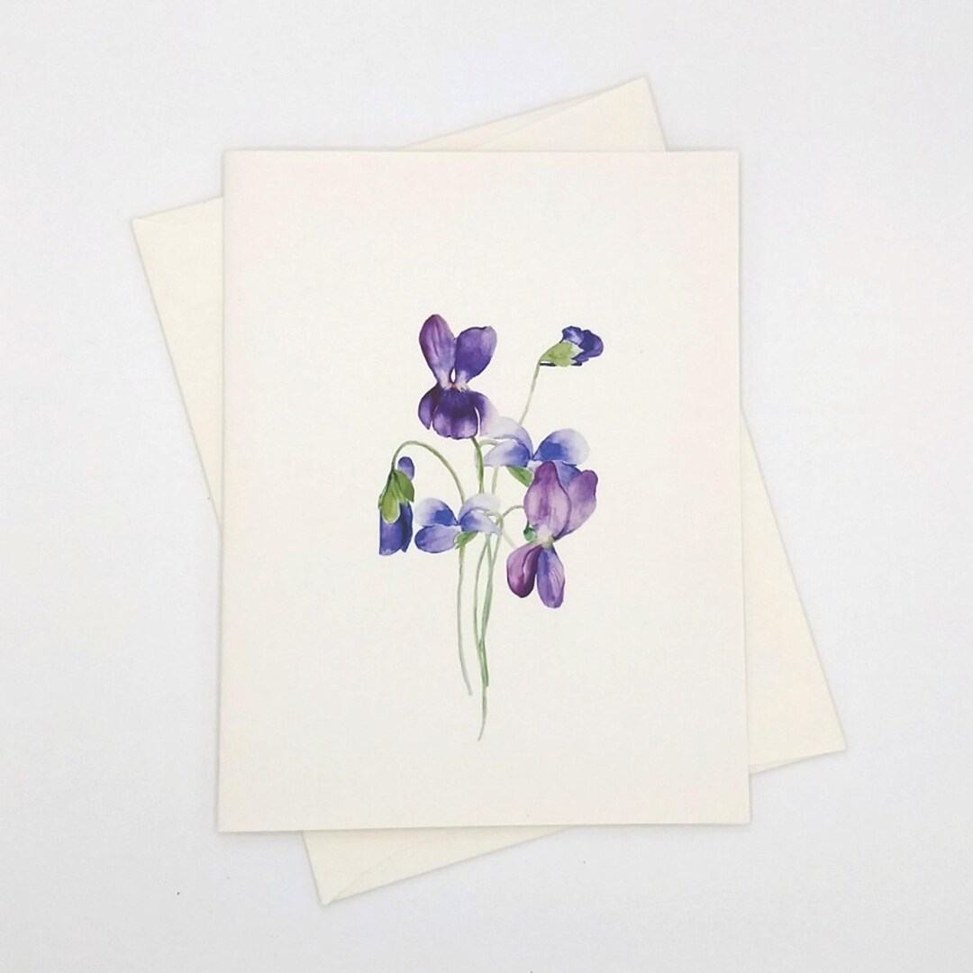 Violets Note Cards Set, 8 Blank Inside A2 Size Cards With Envelopes ...