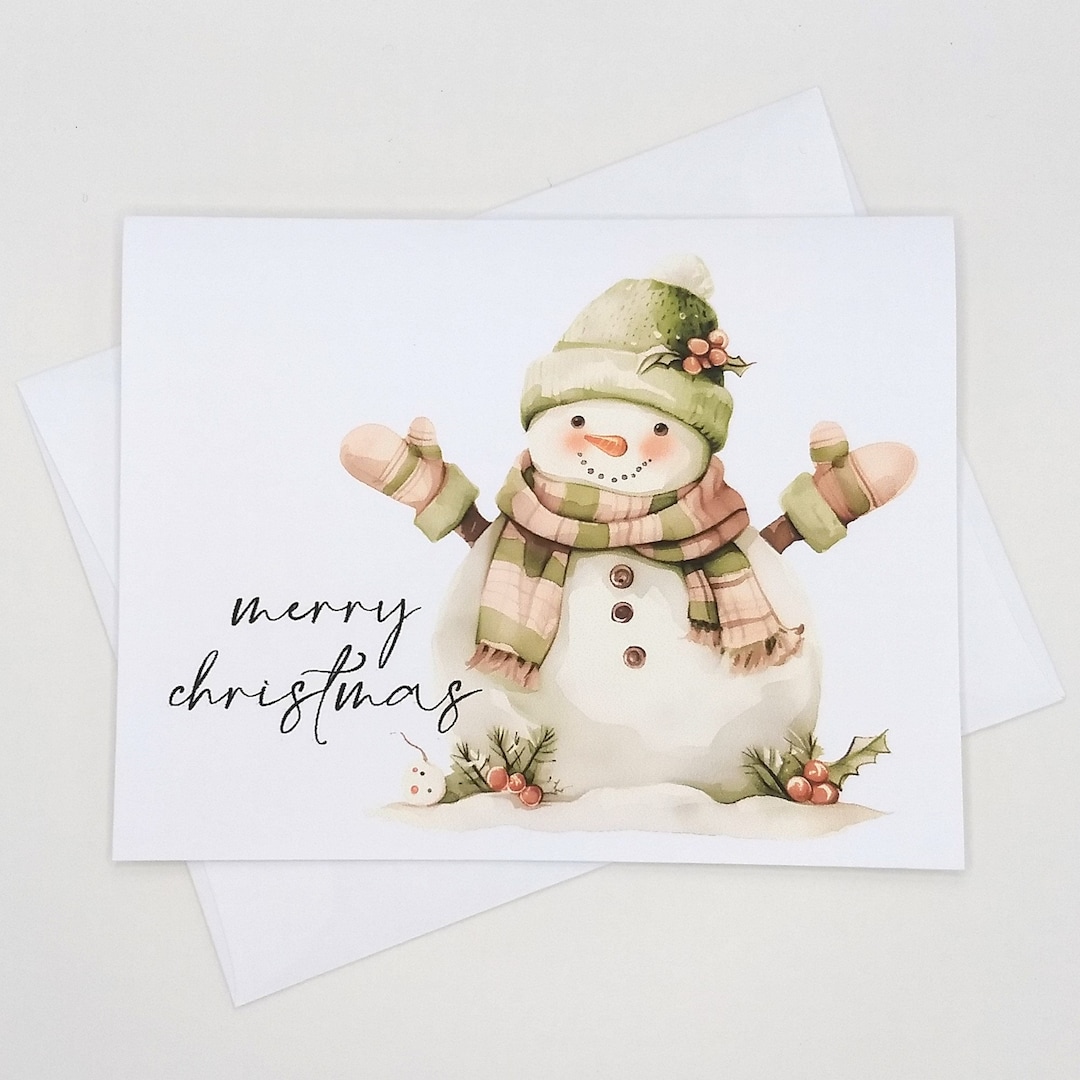 Christmas Cards, Snowman Note Card Set, Snow, Winter, Cute Snowmen ...
