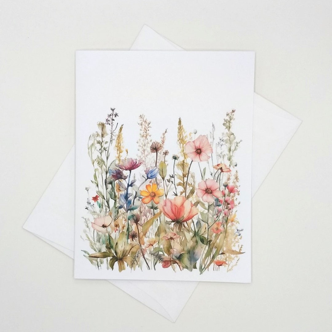 Wildflowers Note Card Set, Watercolor Flowers, Notecards, Wildflower ...