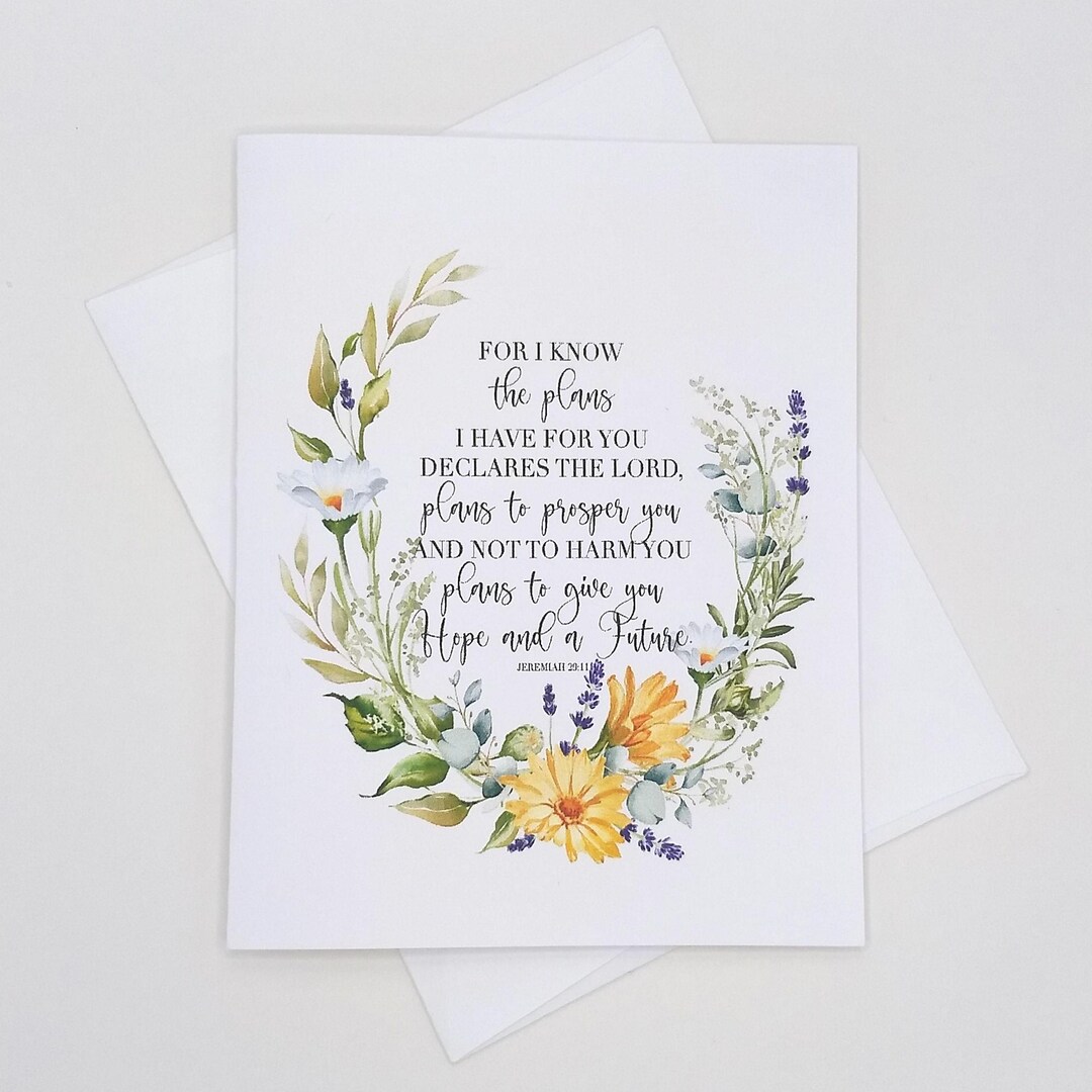 Jeremiah 29:11 Flower Wreath Scripture Note Card Set, 8 Blank Inside A2 ...