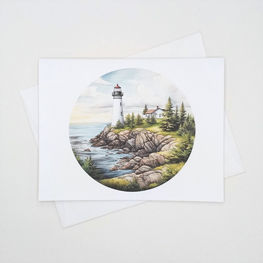 Lighthouse Note Card Set, 8 Blank Inside A2 Size Cards With Envelopes ...