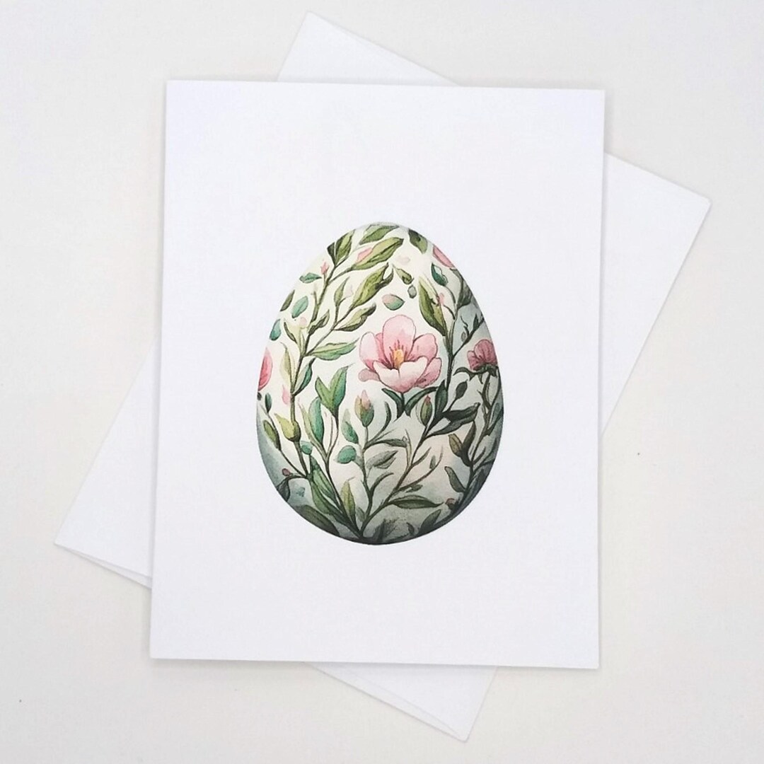 Flower Easter Egg Note Card Set, 8 Blank Folded Cards With Envelopes ...