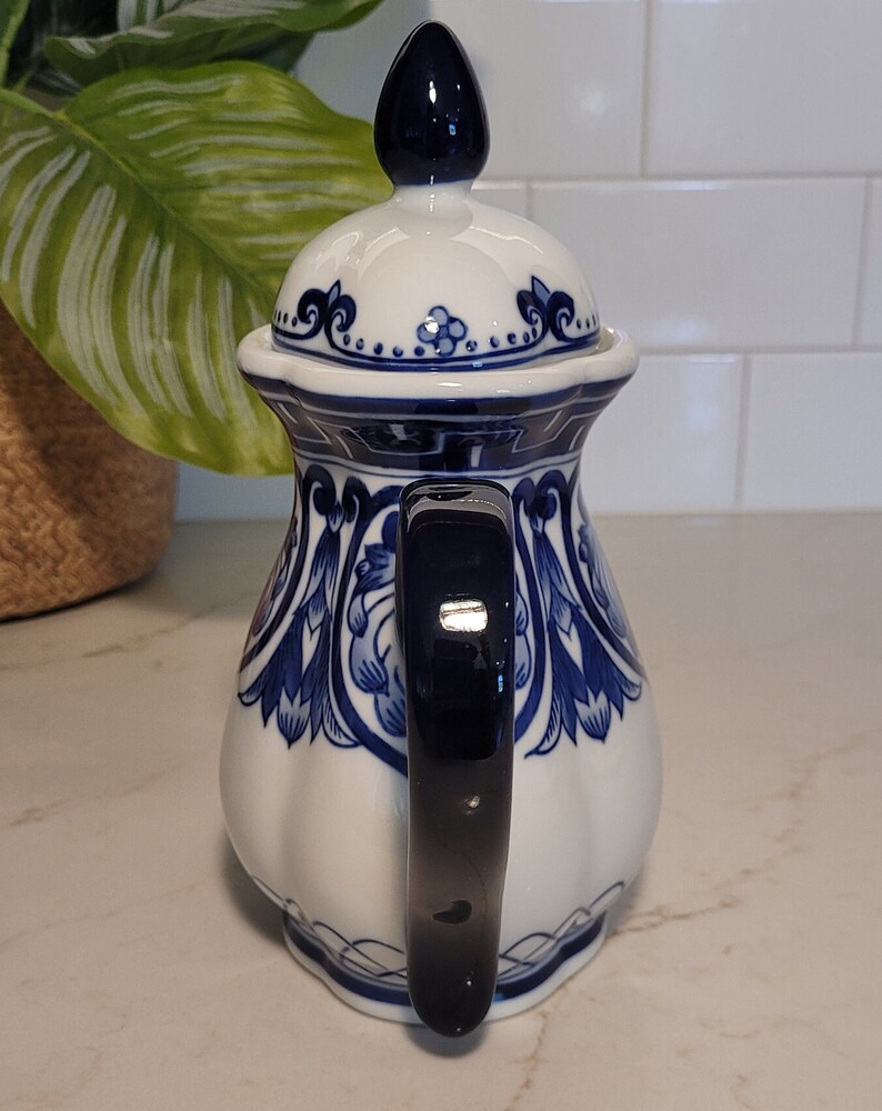 Cobalt Blue and White Porcelain 1990s Vintage Bombay Company Teapot ...