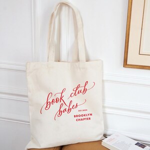 Personalized Book Club Tote Bag, Custom Book Tote Bag, Book Lover Tote ...