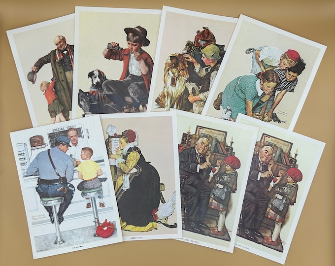 Norman Rockwell Set Of 8 Knuckles Down Friend In Need Practicing norman-rockwell-set-of-8-knuckles-down-friend-in-need-practicing