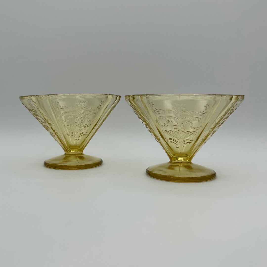 Federal Glass Cone Shaped Sherbet Cup - Madrid Pattern Amber Depression ...