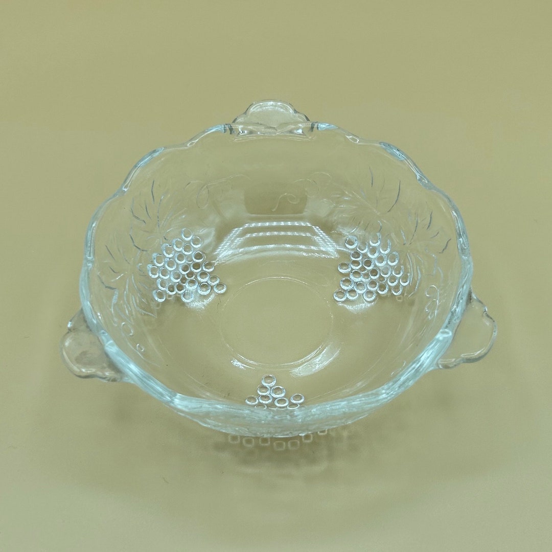Three Tab Bowl - Dish, Vintage, Anchor Hocking, Grape, Vine, Clear ...