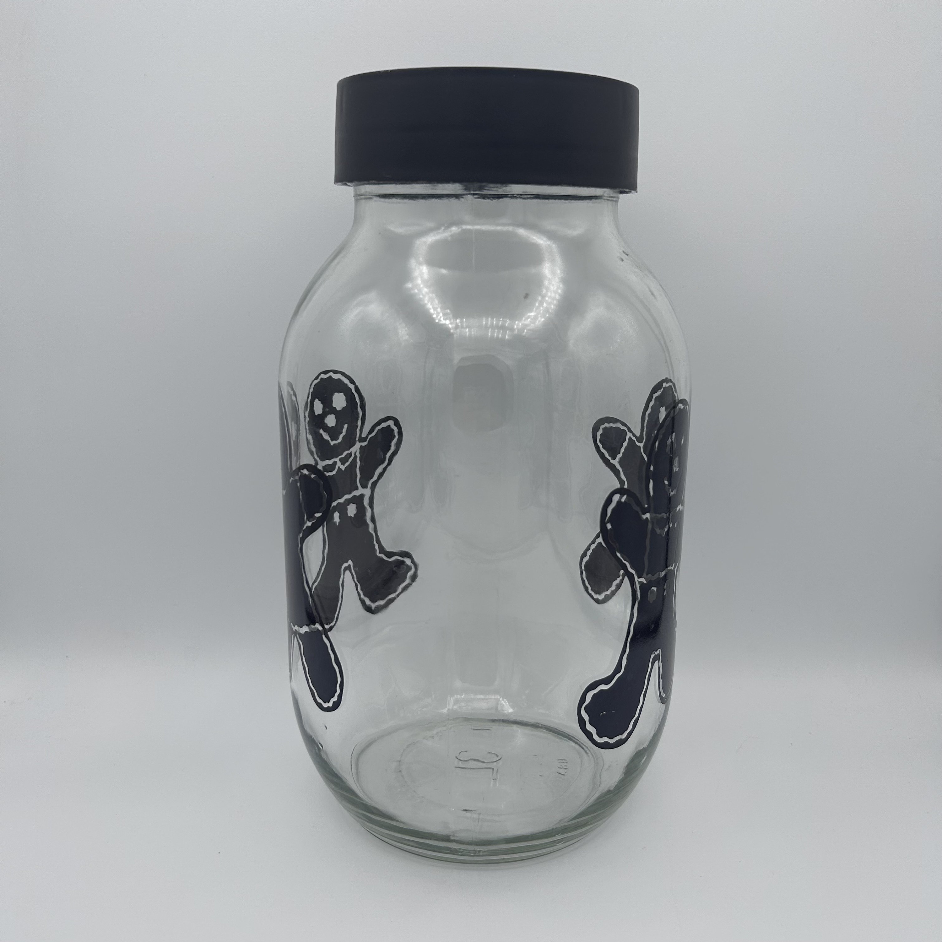 Calton Glass Gingerbread Man Cookie Jar With Lid, Vintage Kitchen Decor ...