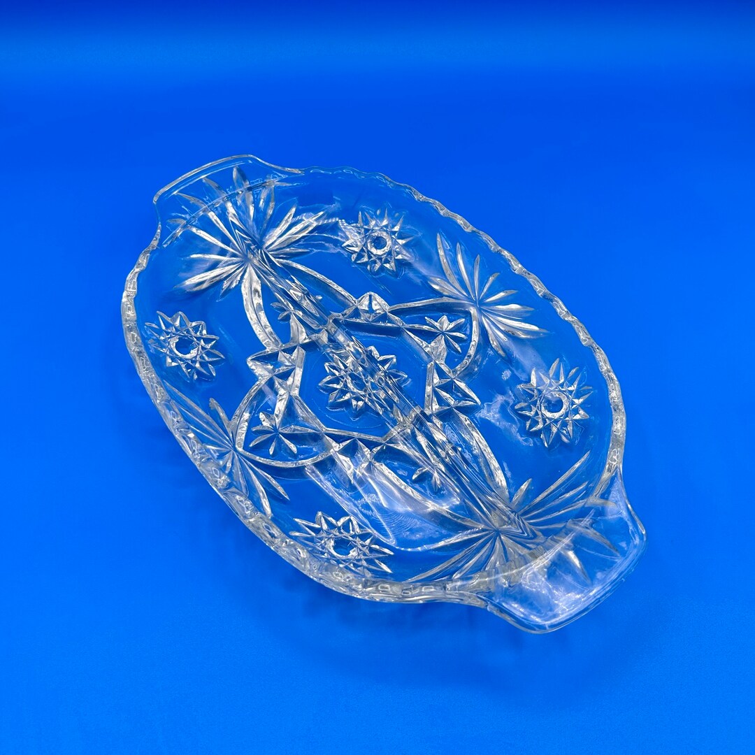 Star of David Divided Relish Tray - Clear Glass Anchor Hocking Prescut ...