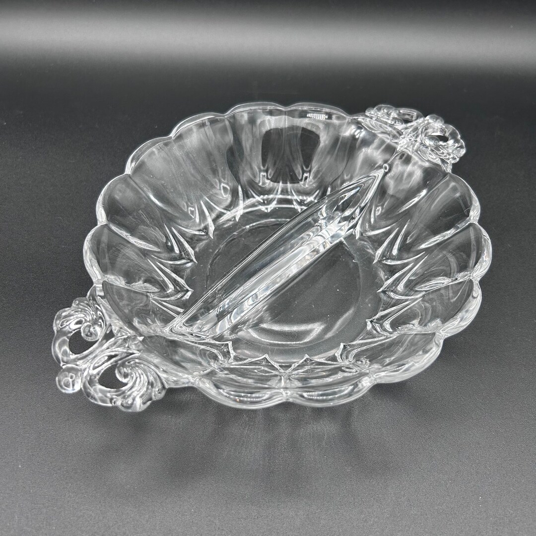 Divided Relish Condiment Pickle Dish in Crystal Glass Design Clear ...