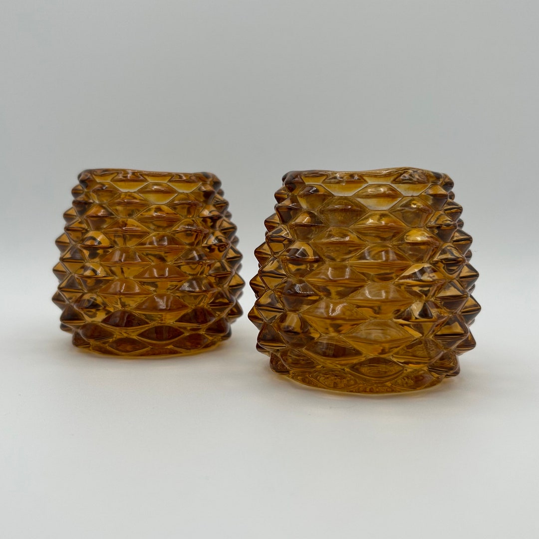 Pine Cone Shaped Tea Light Holders Candle Heavy Brown Set of 2 Vintage ...