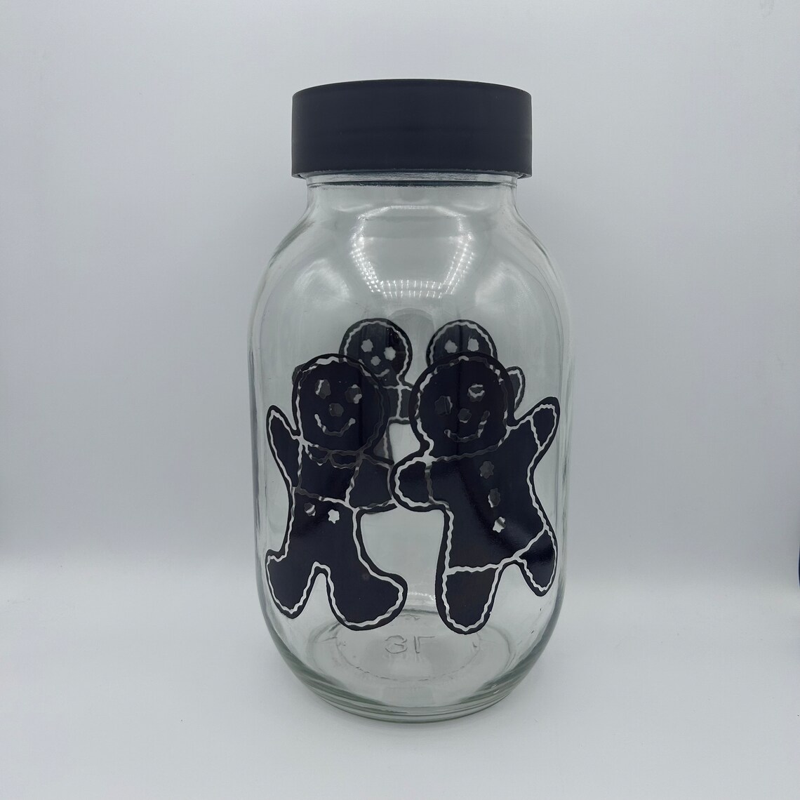 Calton Glass Gingerbread Man Cookie Jar With Lid, Vintage Kitchen Decor ...