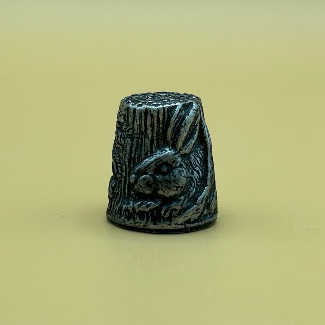 Metal Rabbit Thimble Heavy, Forest, Scene, Bunny, Cute, Vintage ...