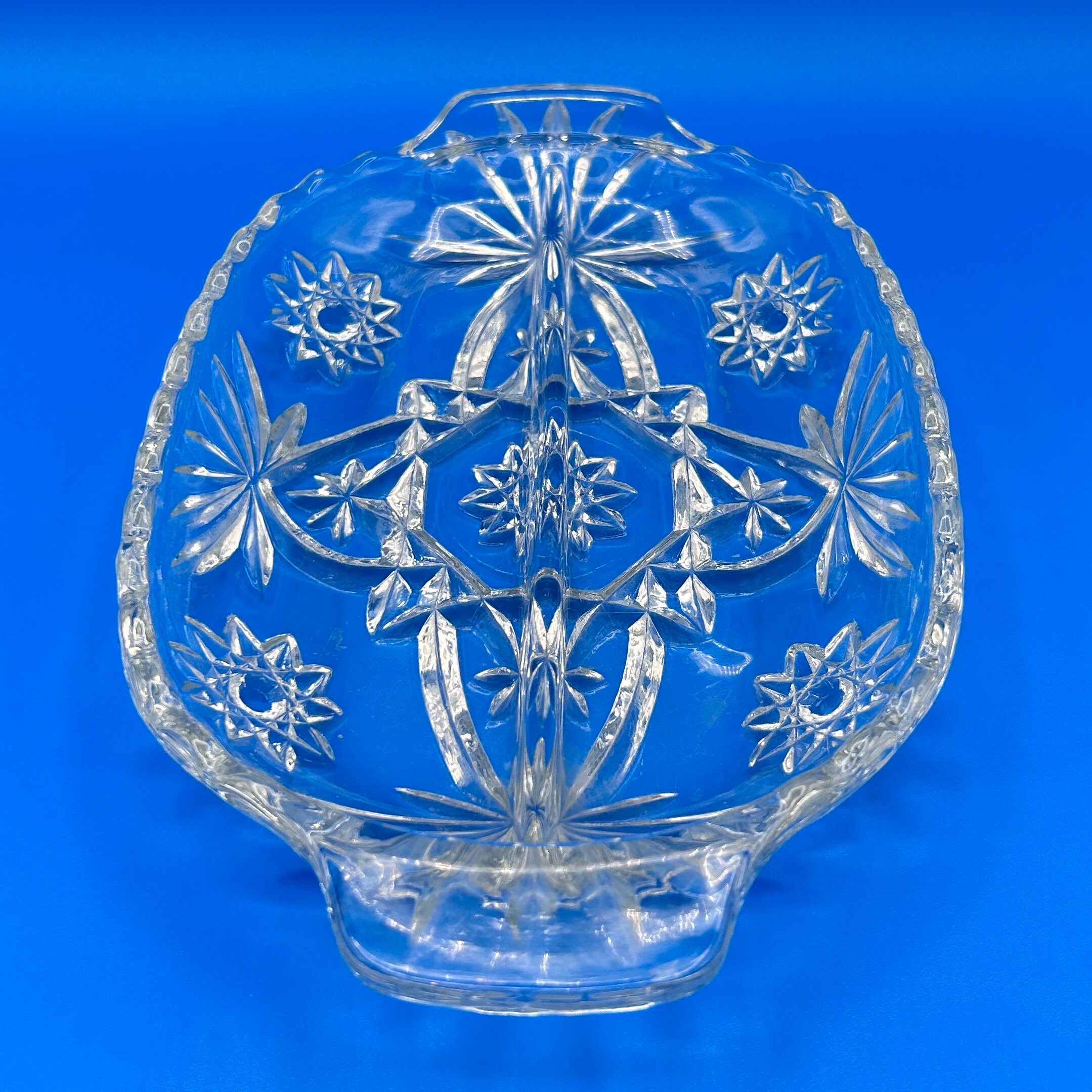 Star of David Divided Relish Tray - Clear Glass Anchor Hocking Prescut ...