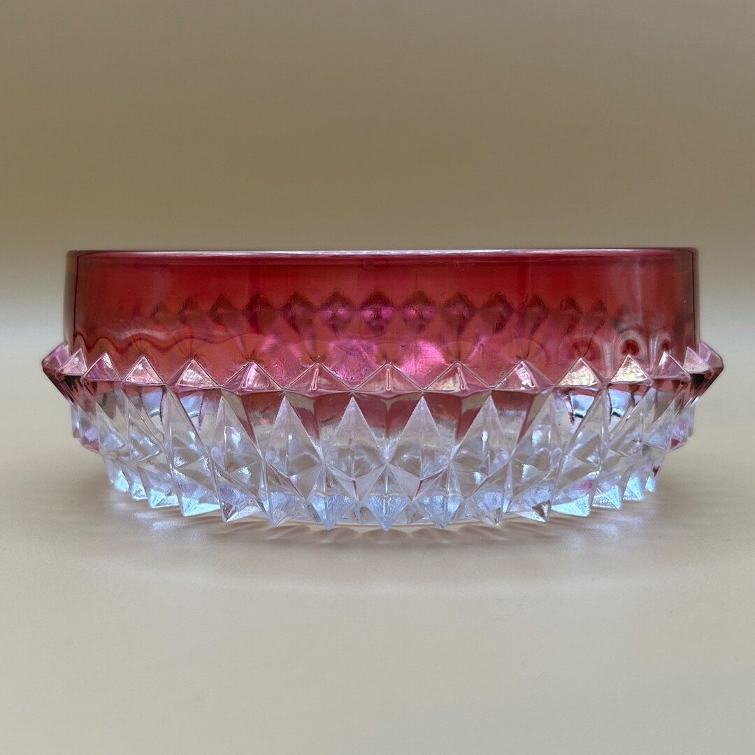 Cranberry Red Diamond Point Candy Dish Indiana Glass Company, SABI ...