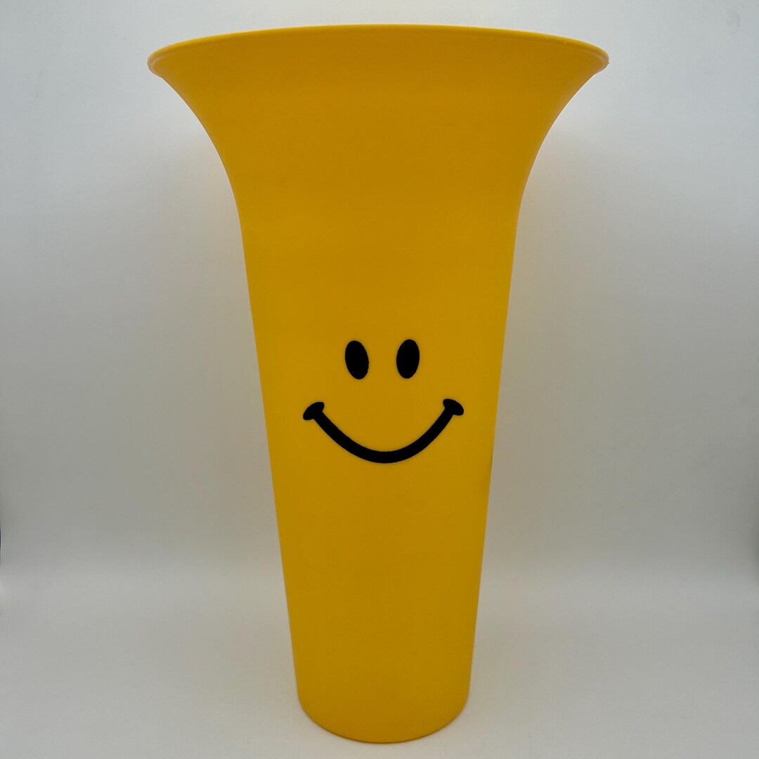 Yellow Smiley Face Popcorn Bucket – Large Slim Snack Container - Etsy