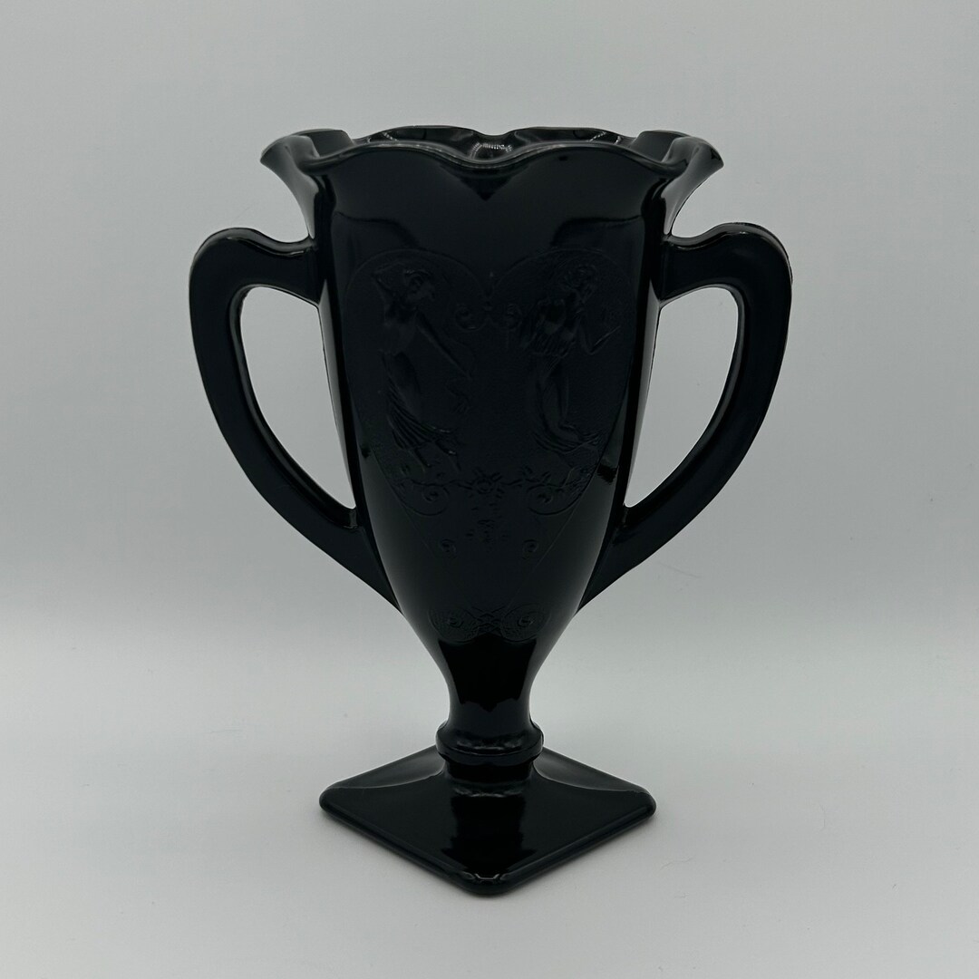 Black Amethyst Dancing Nymph Vase L.E. Smith, Vintage, Nouveau, 2 ...