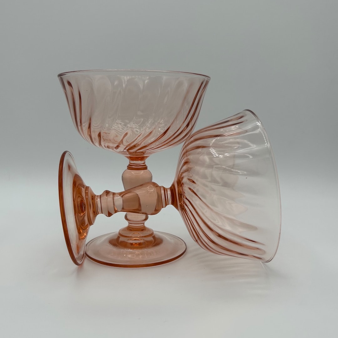 Pink Swirl Sherbert Cup - Arcoroc, France, Vintage, Glassware, Antique ...