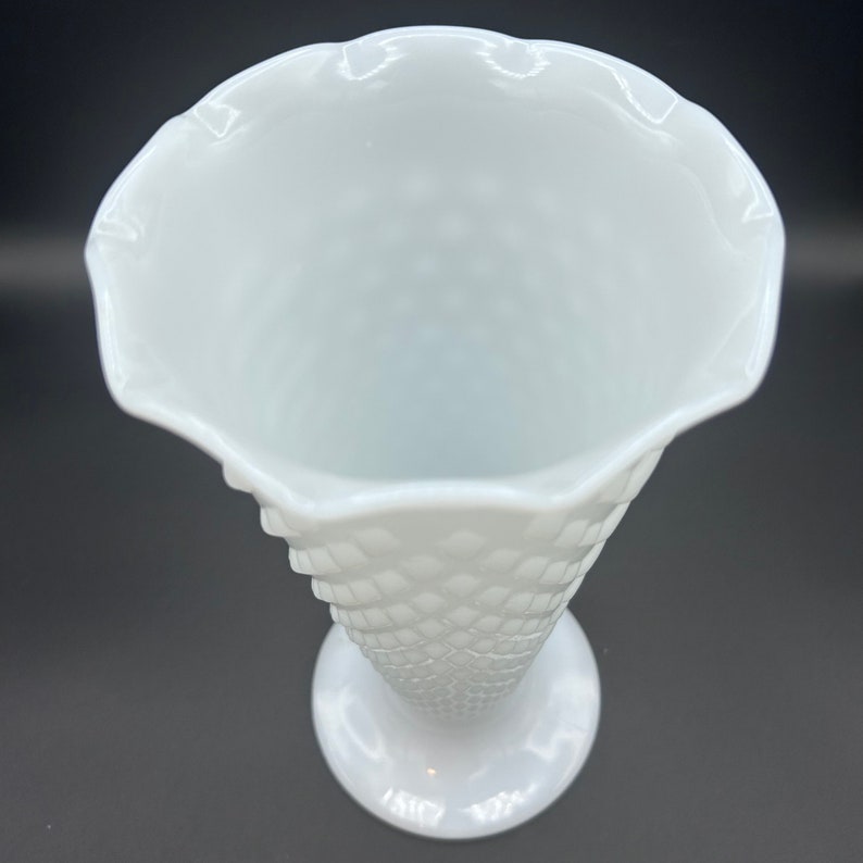 Milk Glass Hobnail Vase - Table White Simple Hob Nob Bubble Vintage ...