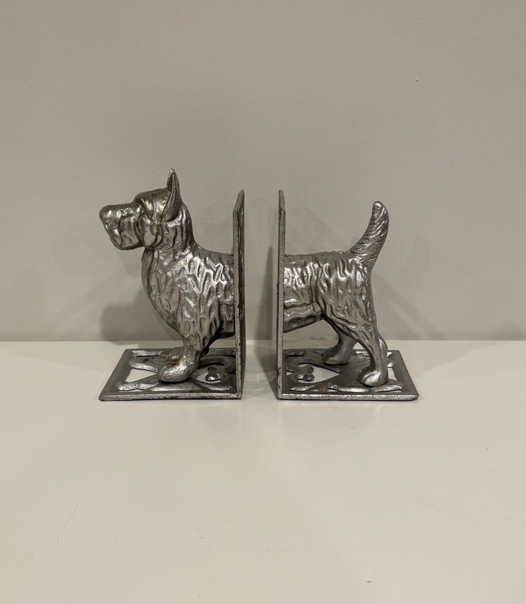 Vintage Cast Iron Scottish Terrier Bookends Scottie Dog Bookends Dog ...