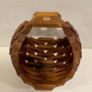 Vintage Wood Block Basket- Wooden Basket- Handled Basket- Handmade ...